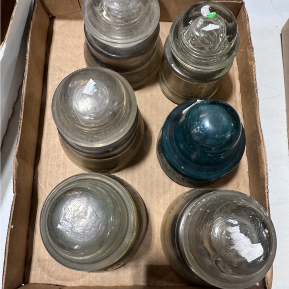 Accents | Vintage Glass Insulator Set Clear And Blue Six Total | Poshmark